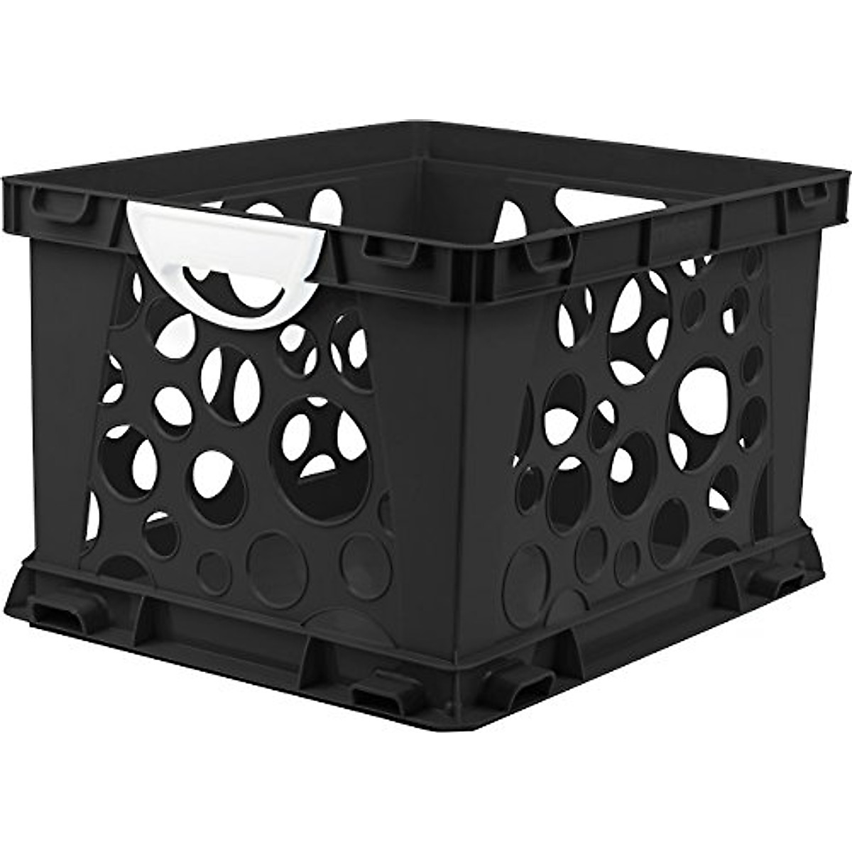 Storex Large Storage and Filing Crate with Comfort Handles, 17.25 x 14.25 x 10.5 Inches, Black/White, Case of 3 (STX61788U03C)