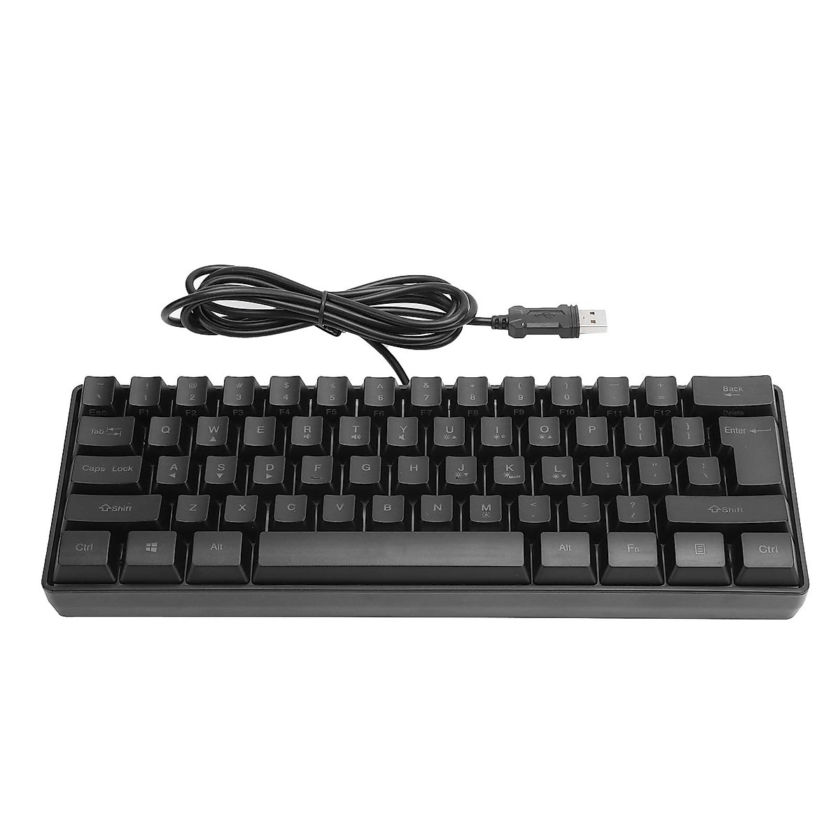 Garsentx RGB Backlit Gaming Keyboard, USB Wired Keyboard with 61 Keys, Easy Connect to Laptop and Desktop, for Home and Office Use, Plug and Play, Wear‑Resistant and Durable, Black