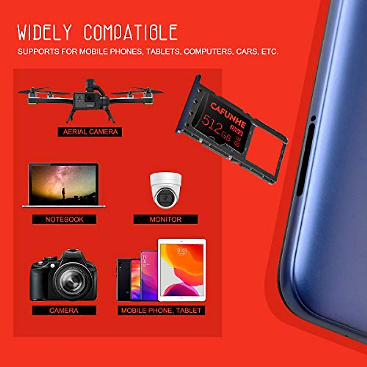 Micro SD Card 512GB Class 10 High Speed Memory Card 512GB TF Card with a SD Card Adapter for Tablet Computer/Phone/Surveillance Tachograph Drone/Action Camera
