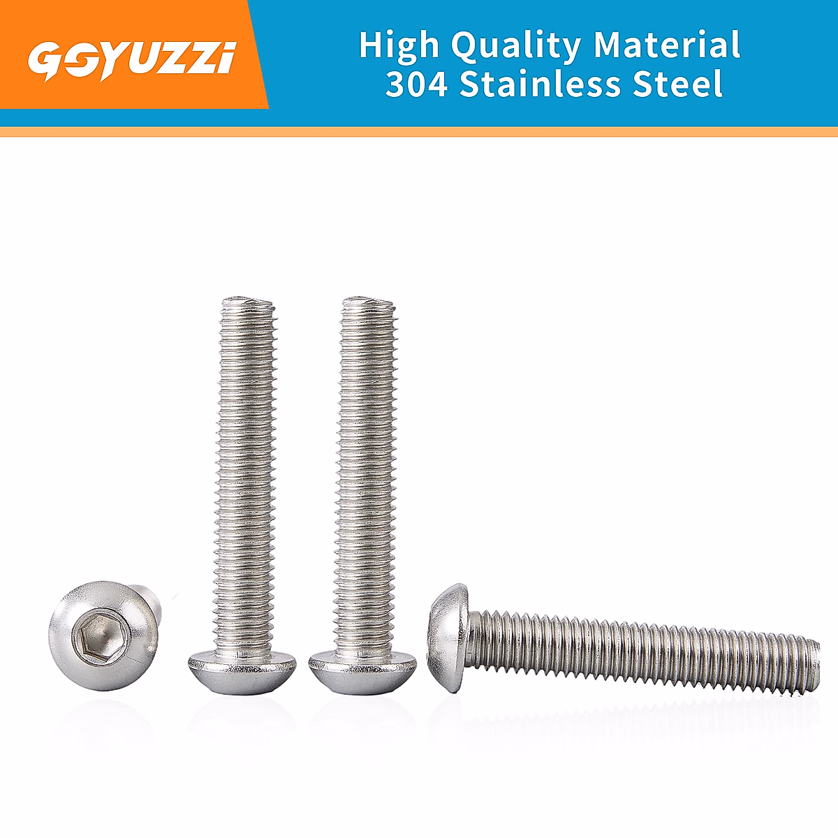 M5 x 30mm Button Head Socket Cap Screws Bolts, Stainless Steel 304, Bright Finish, Fully Threaded, Metric Allen Hex Drive, 50PCS