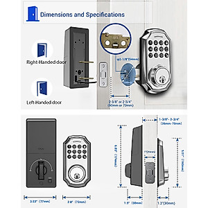 BULIST Smart Lock with Voice Prompts - Electronic Keypad Deadbolt Lock - Keyless Entry Door Lock with Auto Lock & Disable, 1S Locking for Home, Easy to Install and Program (Satin Nickel)