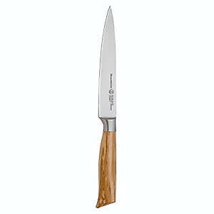 Messermeister Oliva Elite 6” Utility Knife - Fine German Steel Alloy Blade & Natural Mediterranean Olive Wood Handle - Rust Resistant & Easy to Maintain