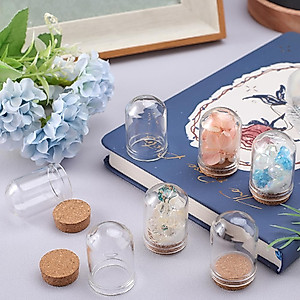 SUNNYCLUE 20Pcs Cloche Bell Jar 8mL Glass Display Dome with Cork Base 1.28 inch Small Clear Bottles Mini Bottles Dome Decorative Jars Display Case for Christmas Home Decor Dried Flowers Party Favor