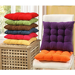 Siderit Soft Home Indoor Chair Pads and Cushions Warm Corduroy Cushions Kitchen Seat Cushions Pillows with Ties 16"x16"