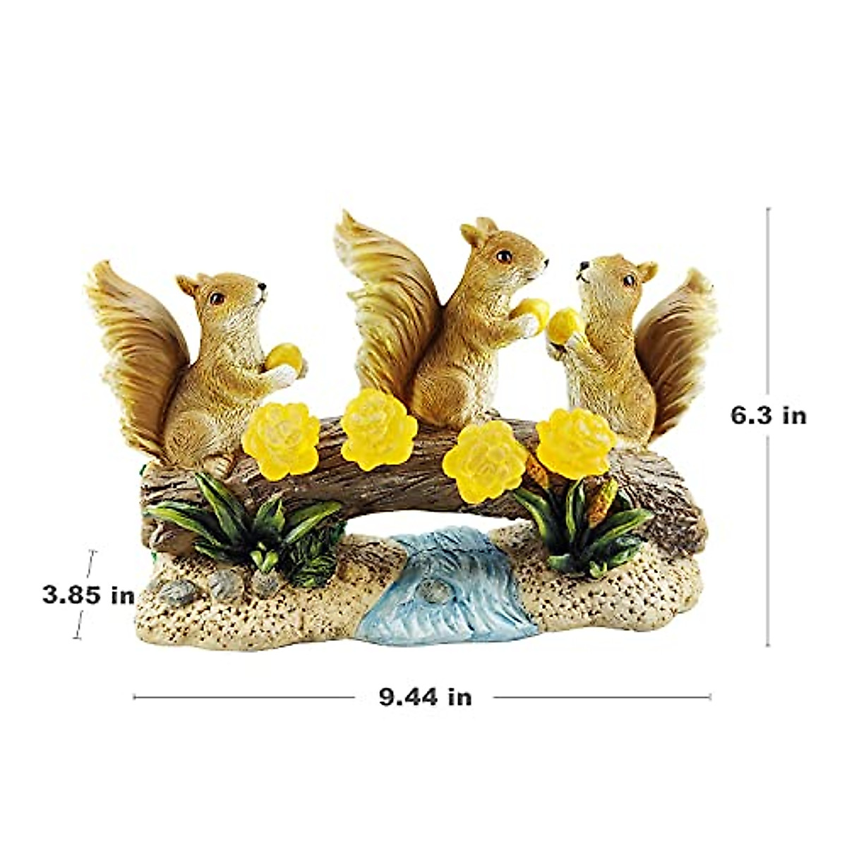 MIXXIDEA Garden Solar Squirrel Statue Waterproof Squirrel with 4 LED Lights Animal Figurines Sculptures & Statues for Outdoor Decorations Ornament for Garden