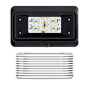 Leisure LED 2 Pack RV Exterior Porch Utility Light with Switch 12v 280 Lumen Lighting Fixture. Replacement Lighting for RVs, Trailers, Campers, 5th Wheels Black Base Clear & Amber Len (Black, 2-Pack)