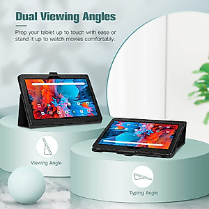 Fintie Case for QunyiCO Y10 10.1" / Pritom Tronpad M10 10 inch Tablet, Premium Vegan Leather Folio Protective Stand Cover with Pencil Holder - Black