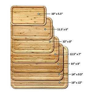Bam&Boo Natural Bamboo Serving Tray Minimalist Rectangular — Food, Storage, Decor for Breakfast, Parties, Weddings, Picnics (12.5" x 7")