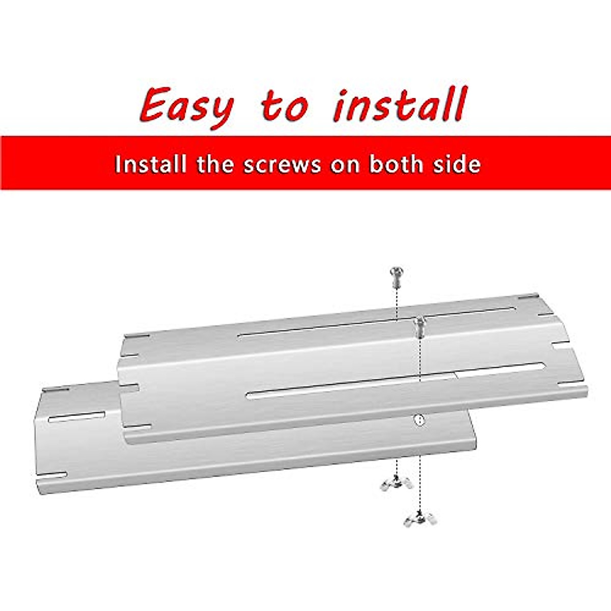 Hisencn Adjustable Stainless Steel Grill Heat Plate Shield, Heat Tent, Flavorizer Bar, Burner Cover, Flame Tamer, Heat Deflectorfor Brinkmann Gas Grill, Extends from 11.75" up to 21"