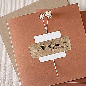 Thank You Rectangular Sticker Roll, Kraft Paper Thank You Label Stickers, 360 Pcs 3 x 1 inch Unique Designed Labels for Envelope Packaging Bags and Handmade Products by HubHnb