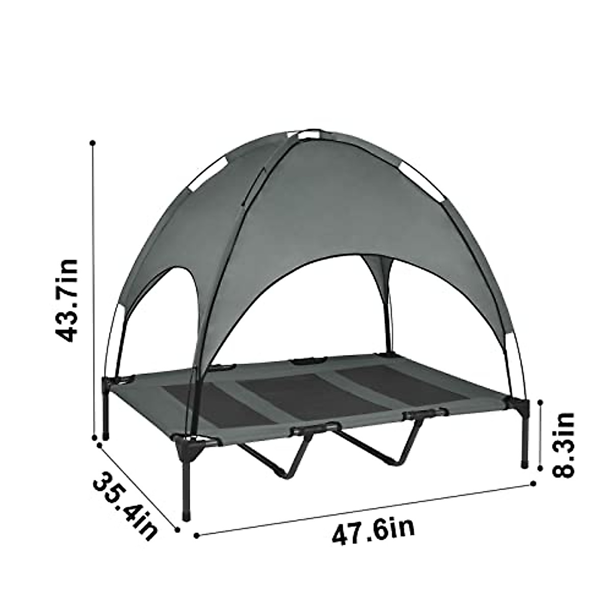 Outdoor Elevated Dog Bed with Removable Canopy, 48" XLarge Cooling Raised Pet Cot for Outdoor Camping, Waterproof Canopy, Durable Oxford Fabric, Portable Pet Bed (Large Gray)