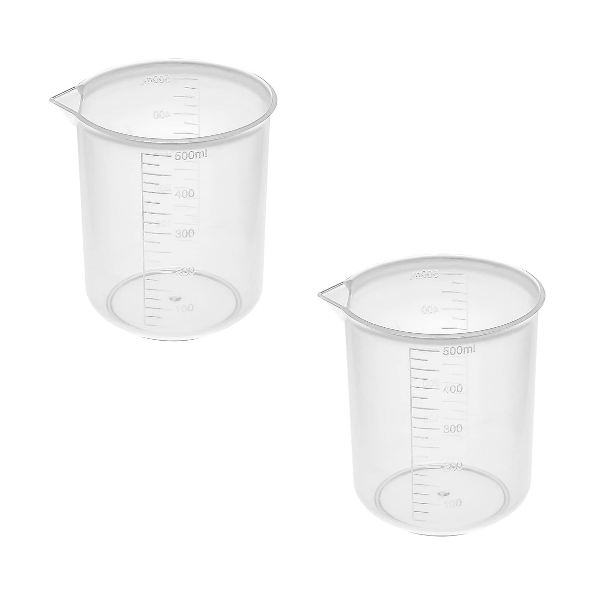 Aicosineg 2Pcs Measuring Cups 500ml Plastic Graduated Cups PP Plastic Graduated Beaker Clear Scale Cups Liquid Measuring Mixing Cups Graduated Plastic Measuring Cup for Lab Kitchen Liquids Transparent