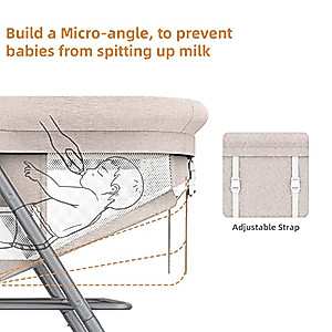 67i Baby Bassinet Portable Folding Rocking Bassinet for Baby 2-in-1 Rocking Cradle Quick-Fold Bassinet for Newborn Infant Crib Toddler Bassinet with Storage Basket and Travel Bag (Deep Khaki)