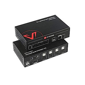 KVM Switch 4 Computers 1 Monitor, HDMI 2.0 4K@60Hz, Dolby Vision, with Audio, HDR10, HDMI USB Switch 4x1, 4 Ports for 4 PCs Share One Monitor, Supports USB 2.0 Keyboard & Mouse