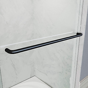 SUNNY SHOWER Glass Door Semi Frameless Sliding Glass Shower Door, 1/4&quot; Clear Glass Doors for Bathroom, Black Finish 58.5-60 in.W x 72 in.H