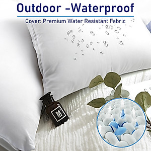 CASAJOY Pack of 2 18x18 Outdoor Pillow Inserts, Water Resistant Throw Pillow Inserts, Cushion Inner Pads for Patio, Furniture, Sofa, Bed, Living Room, Garden Decorative Waterproof Pillow Inserts