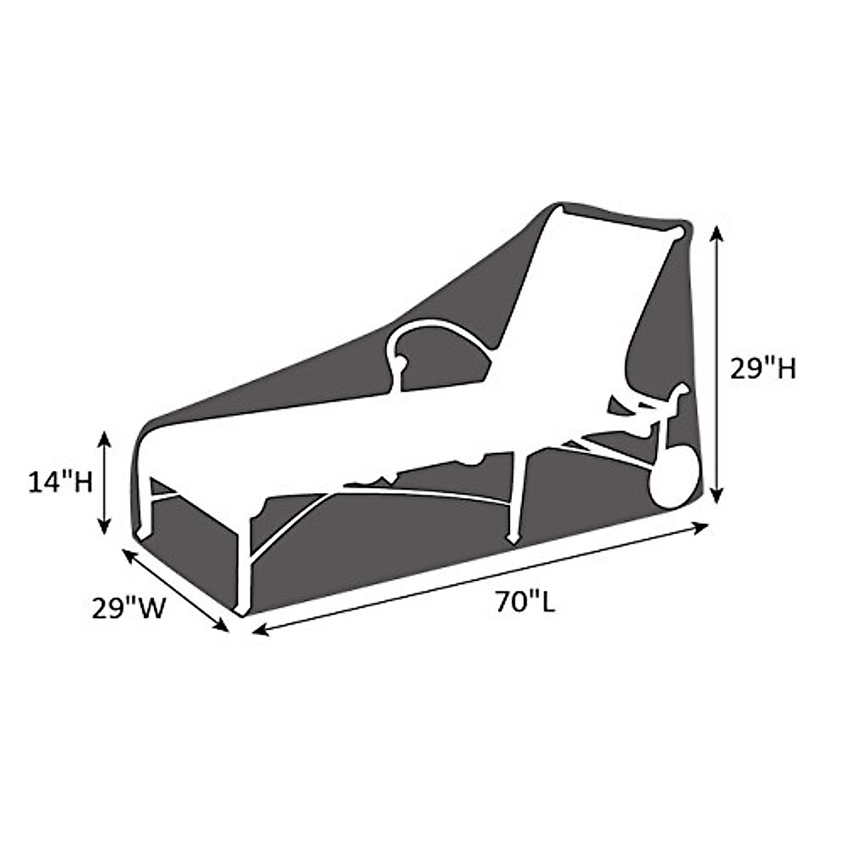 SORARA Chaise Lounge Cover Weatherproof Outdoor Porch Patio Furniture Cover, Water Resistant, 70''L x 29''W x 29''H