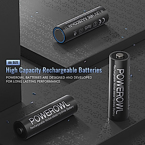 POWEROWL Rechargeable AA Batteries, 2800mAh High Capacity Double A Batteries 1.2V NiMH Low Self Discharge (Pack of 12)
