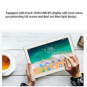 Tablet for Android10, 8 Inch 1920x1080 IPS Screen, 4G RAM 64G ROM, Octa Core CPU Processor, Dual SIM Card Calling Tablet, 2.4G WiFi Bluetooth4.2, 2MP 8MP Dual Camera