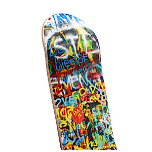 Premium Fingerboard Graphic Deck, Graffiti Wall - 34mm x 97mm - Heat Transfer Graphics, Pro Shape & Size - Pre-Drilled Holes - Includes Prolific Foam Tape - Teak Tuning