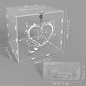 Jolik Acrylic Wedding Card Box with Lock Wedding Gift Card Box, Large Clear DIY Card Box Wedding Money Box for Wedding Birthday Baby Shower Anniversary