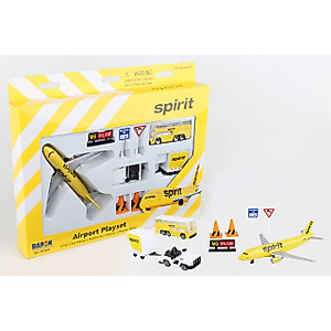 Daron Spirit Airlines Airport Playset with Die-Cast Metal Model Airplane with Plastic Parts, Cars and Transportation Toys for Kids Ages 3+