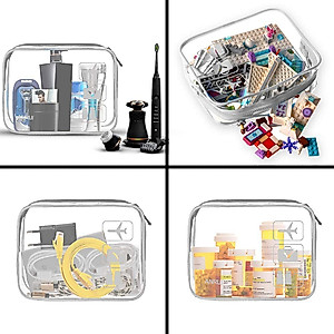 ANRUI TSA Approved Toiletry Bag, Quart Size Travel Toiletry Bags, Clear Toiletry bag Carry On Airport Airline Compliant Bag, Clear Pouch Bag 3 Pack, Grey