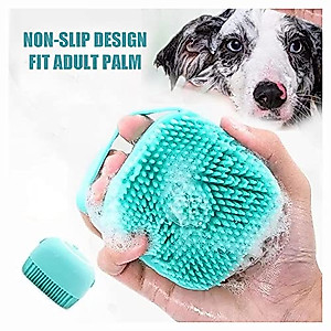 Dog Scrubber for Bath Pet Bathing Brush Silicone Shampoo Massage Dispenser Brush for Short Long Haired Dogs and Cats Washing(Blue)