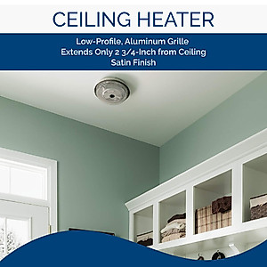 Broan-NuTone 157 Low-Profile Fan-Forced Ceiling Heater, Enclosed Sheath Element for Bathroom, Kitchen, and Home, Standard, Satin Aluminum