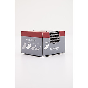 Marcoliani Milano Mens Invisible Touch No Show Pima Cotton Stripe Sneaker Socks, Black, One Size Fits Most