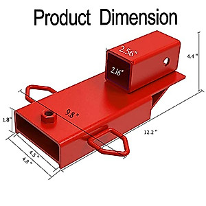 Forklift Hitch Receiver, Forklift Trailer Hitch Attachment 2" Receiver Trailer Towing Adapter with Chain, Red, 1 Pack