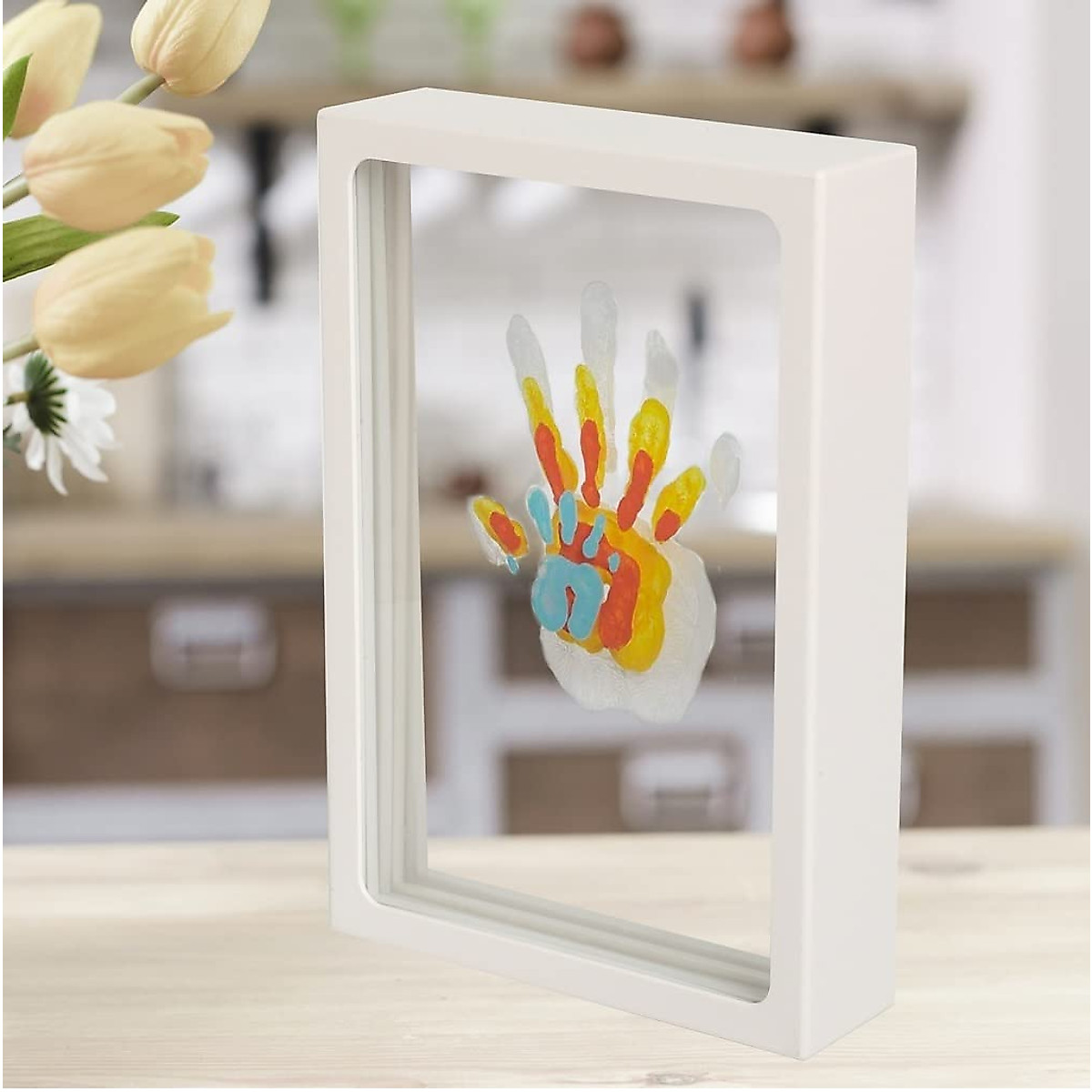 🍒Cherry Cheers🍒 Family Handprint and Paint Craft Kit DIY Baby Keepsake Frame, All Transparent Layers Non-Toxic Paints