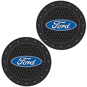 Plasticolor 000651R01 Ford Oval Auto Car Truck SUV Cup Holder Coaster 2-Pack , Blue