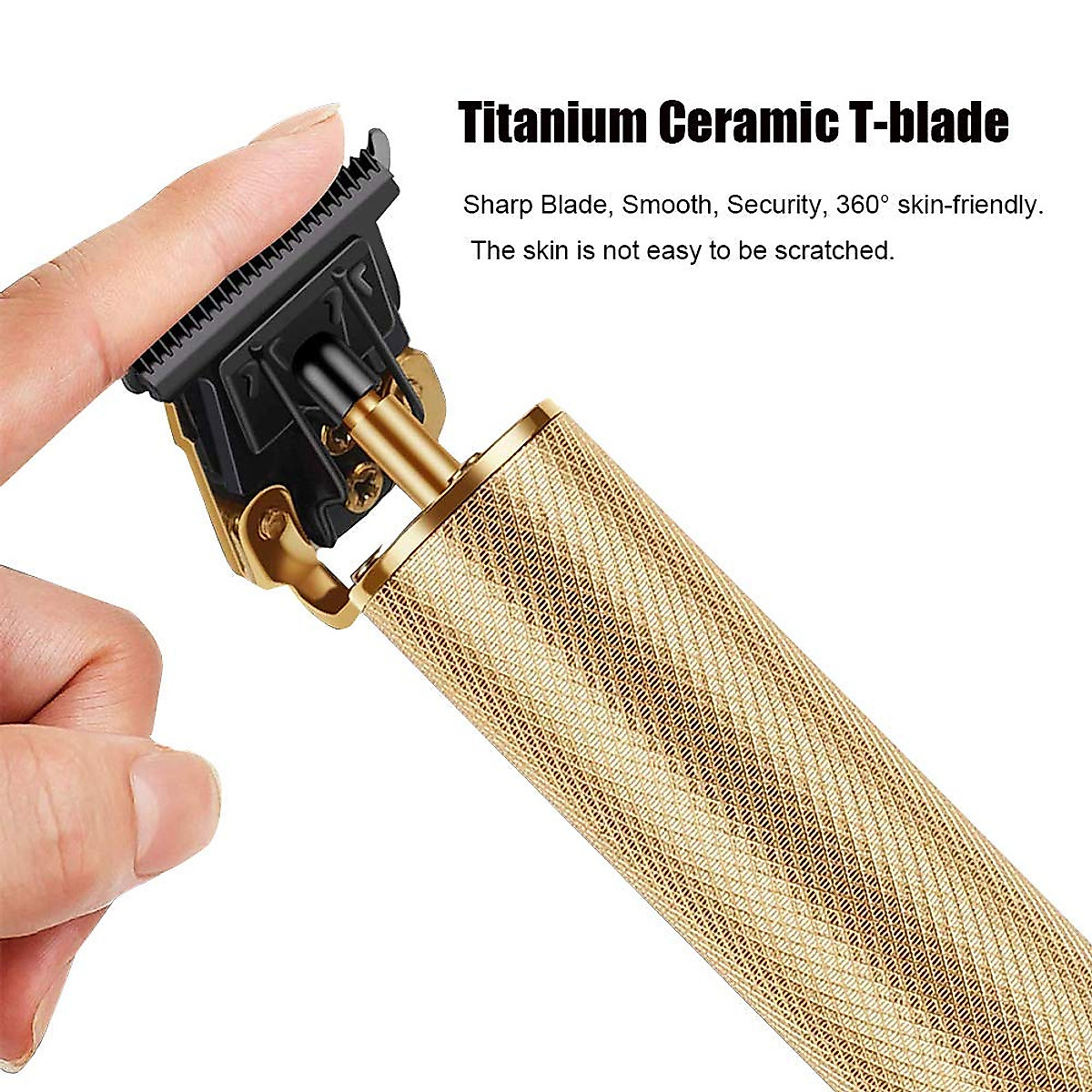 Professional Hair Trimmer, Zero Gapped T-Blade Close Cutting Hair Clippers for Men Rechargeable Cordless Trimmers for Haircut Beard Shaver Barbershop (4 Combs, Gold)