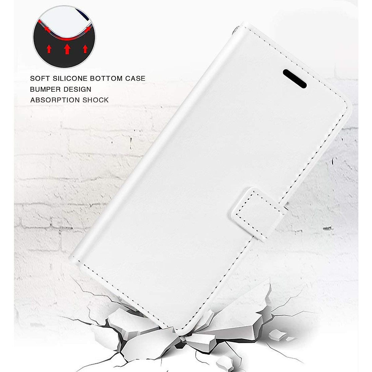 for Emporia Smart 4 Case, Premium PU Leather Magnetic Flip Case Cover with Card Holder and Kickstand for Emporia Smart 4 (4.95”) White