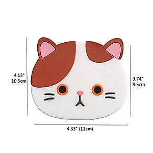 Flowersea998 Set of 6 Cute Cat Cup Coasters Mats Silicone Rubber Faces Insulated Flexible Durable Non Slip Hot Pads for Beverage Drink Beer Wine Glass Tea Home Wedding Registry Gift Idea