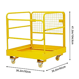 Forklift Safety Cage, 36"x36" inch Heavy Duty Collapsible Forklift Work Platform,1200LBS Capacity with 4 Universal Wheels, for Most Aerial Jobs