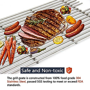 Hongso 304 Stainless Steel Grill Grid Grates Replacement Parts for Viking VGBQ 30 in T Series, VGBQ 41 in T Series, VGBQ 53 in T Series Gas Grill, SCD911 3 Pack