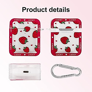 MZELQ Compatible with Airpods 1 Case, Airpods 2 Case Strawberry Cute Pattern, Soft TPU Airpods Case for Girls Women + 1* Mental Ring, Protective Airpods 1/2 Case
