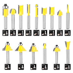 KOWOOD Router Bits Set of 15 Pieces 1/4 Inch Woodwork Tools for Beginners
