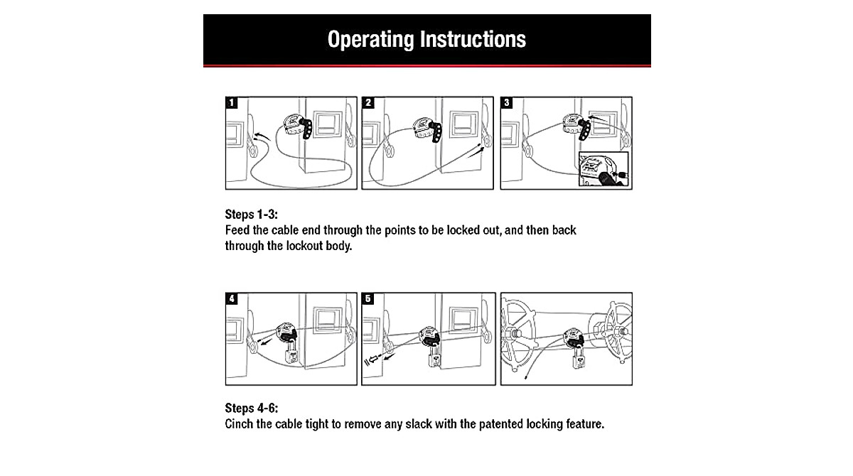 Master Lock S806 Adjustable Lockout Tagout Steel Cable, 5/32" Diameter ...