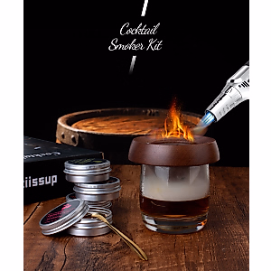 Cocktail Smoker Kit,Ziissup Old Fashioned Cocktail Kit With 4 Flavors of Wood Chips,Whiskey Smoker Kit,Bourbon Smoker kit is Idea Gift For Your Father, Friends & Lover