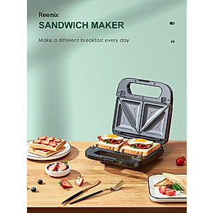 Reemix 3-in-1 Waffle, Grill & Sandwich Maker, Panini Press Grill and Waffle Iron Set with Removable Non-Stick Plates, Perfect for Cooking Grilled Cheese, Tuna Melts, Burgers, Steaks and Snacks, Black (3 in1 Sandwich Maker All Stainless Steel)