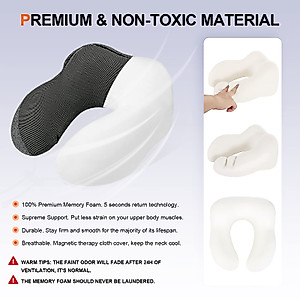 Cirorld Neck Pillow for Travel, Memory Foam Travel Pillow with Hood, Adult Airplane Pillow for Head Rest Neck Support, Portable Pillow for Office Cars Trains Long Flights Sleeping (Deep Grey)