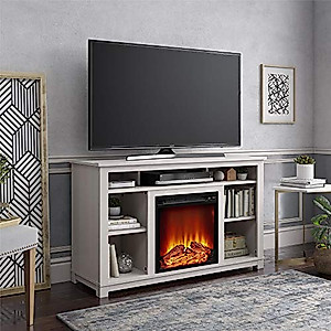 Ameriwood Home Edgewood Fireplace TV Stand for TVs up to 55", Ivory Pine