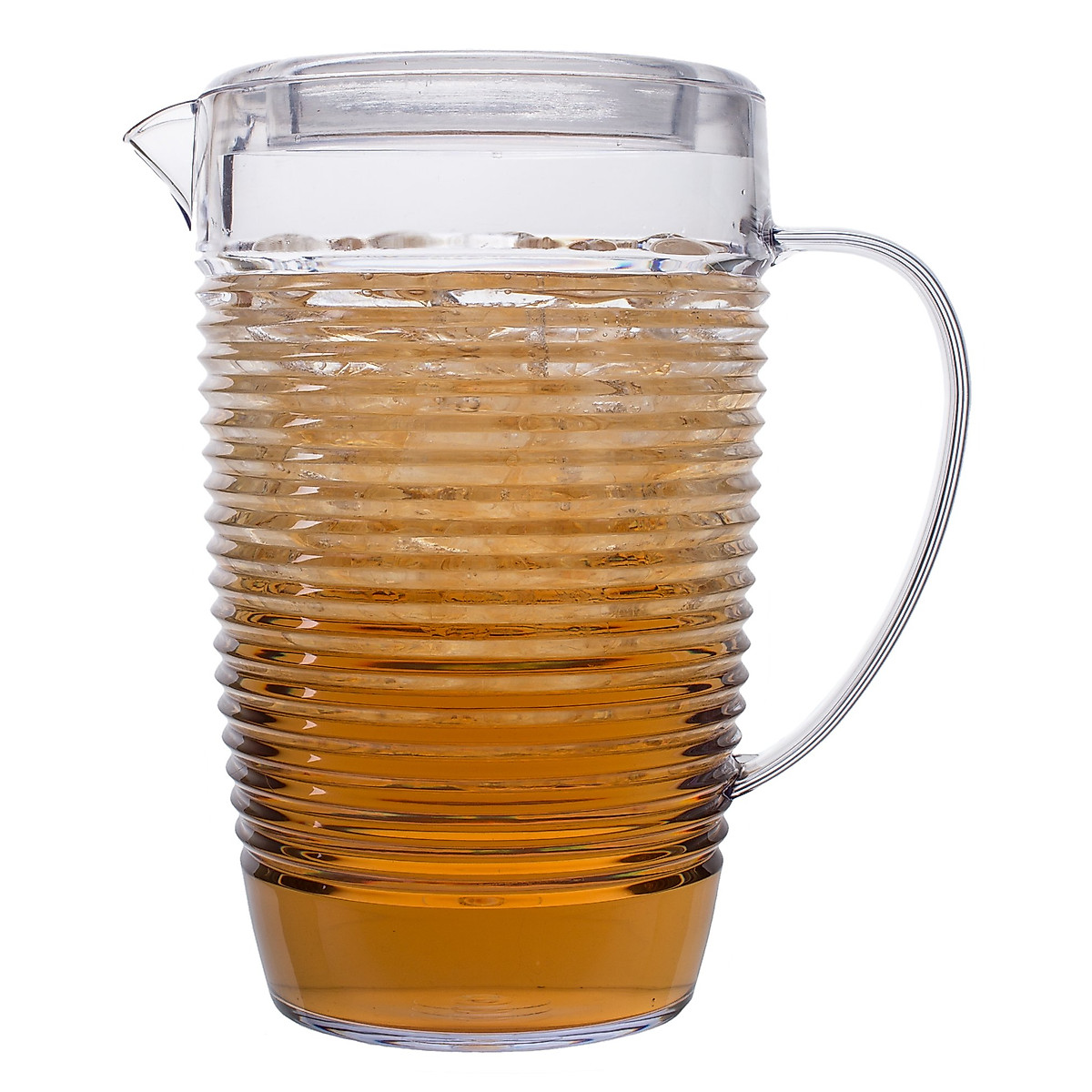 Break Resistant Clear Plastic Pitcher with Lid for Iced Tea, Sangria, Lemonade (76 fl oz. - 2.4 quarts) - Made in USA