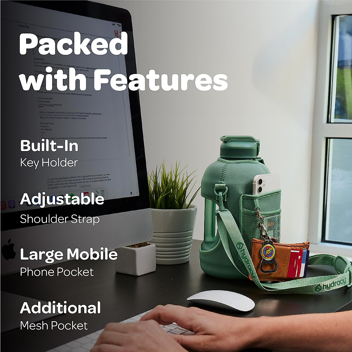 Hydracy 2.3L BPA-Free Tritan Plastic Water Bottle with Adjustable Shoulder Strap, Spill-Proof Lid, and Convenient Silicon Spout for Hydration on the Go