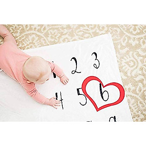 Prazoli White Baby Milestone Blanket Unisex - Baby Month Blanket Gender Neutral