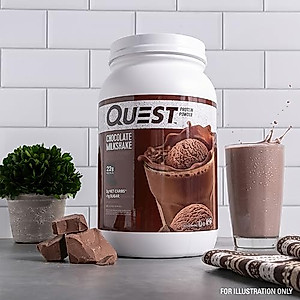 Quest Nutrition Chocolate Milkshake Protein Powder, 22g Protein, 1g Sugar, Low Carb, Gluten Free, 3 Pound, 43 Servings