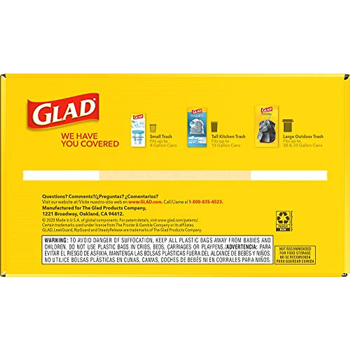 GLAD ForceFlex Tall Drawstring Trash Bags, 13 Gallon White Trash Bags for Tall Kitchen Trash Can, Unscented Leak Protection Bags, 120 Count - Packaging May Vary